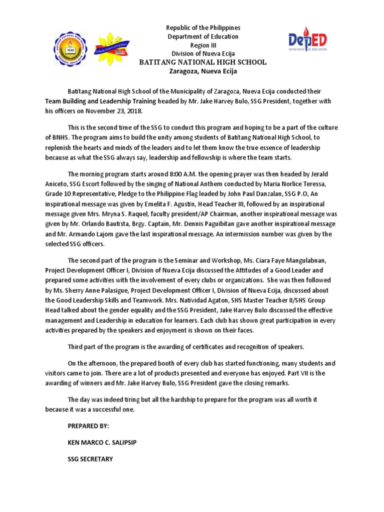 Team Building Narrative Report | PDF