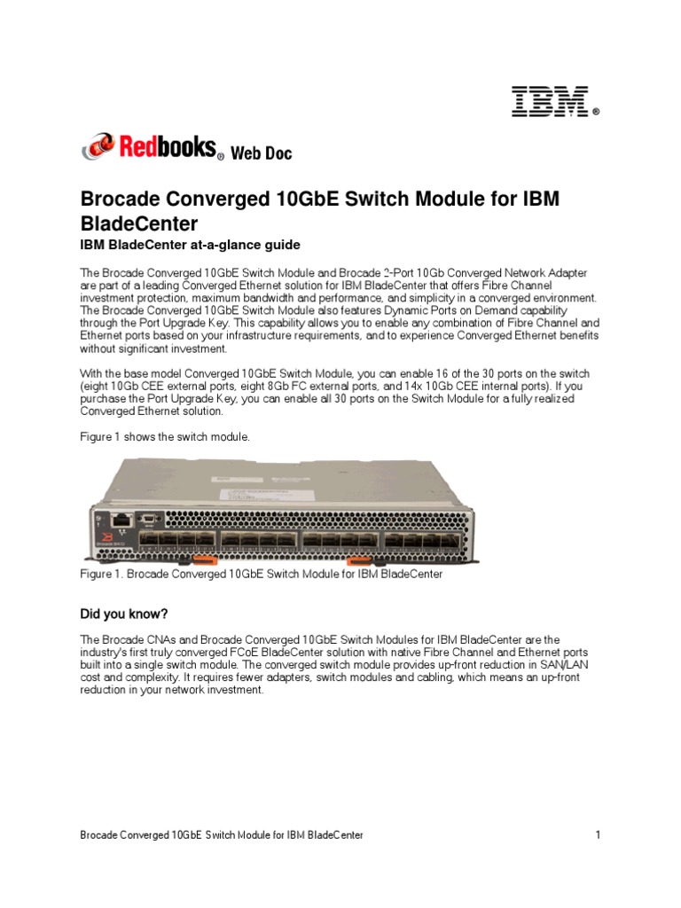Brocade Converged 10gbe Switch Module For Ibm Bladecenter | PDF ...