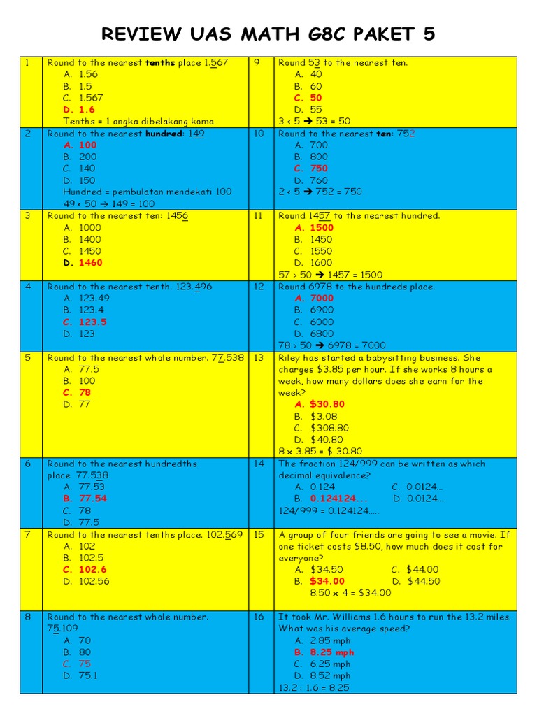 Grade 8 Math Rounding & Angles Test | PDF | Triangle | Angle