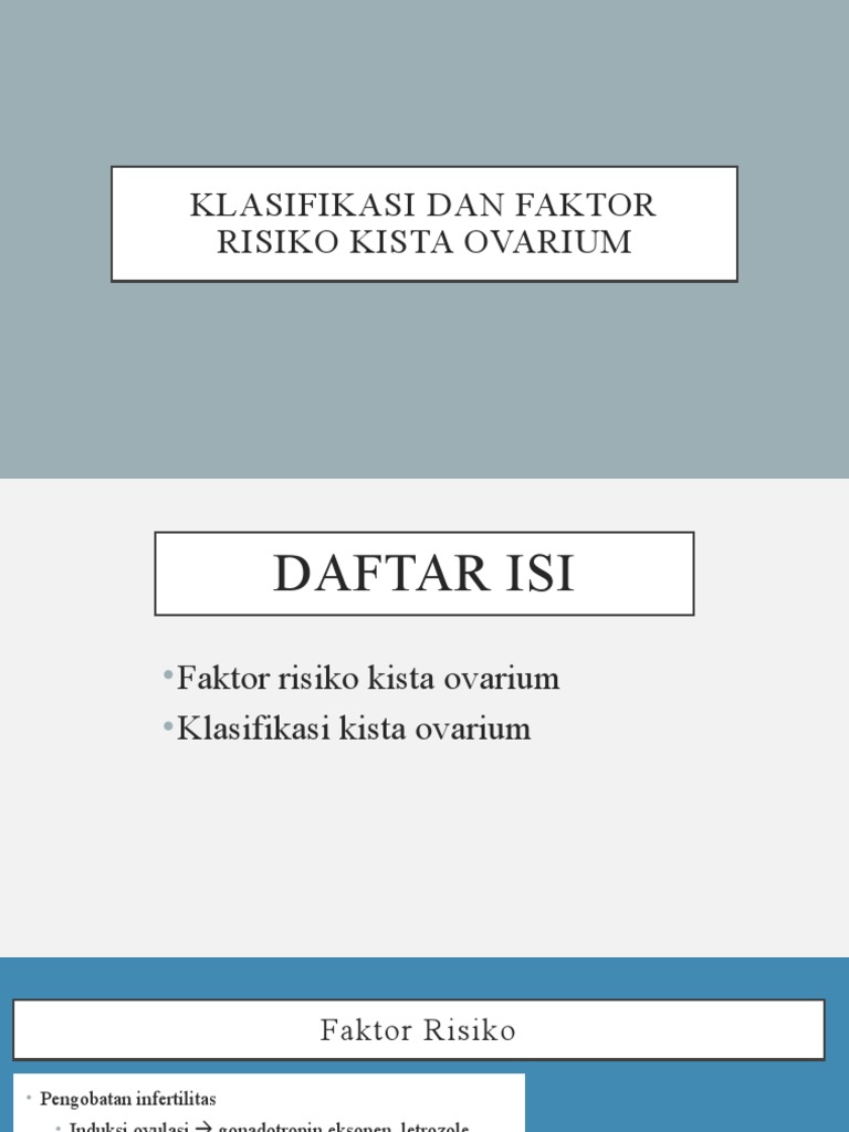 Klasifikasi Dan Faktor Risiko Kista Ovarium 1 | PDF | Sains & Matematika