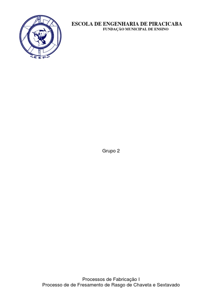 Processo de de Fresamento de Rasgo de Chaveta e Sextavado | PDF ...