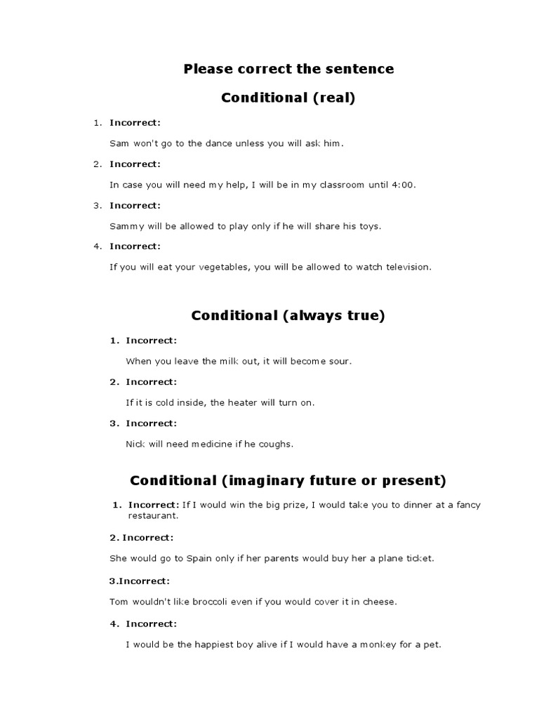 Find A Mistake. Conditionals | PDF | Cooking, Food & Wine | Mystery ...