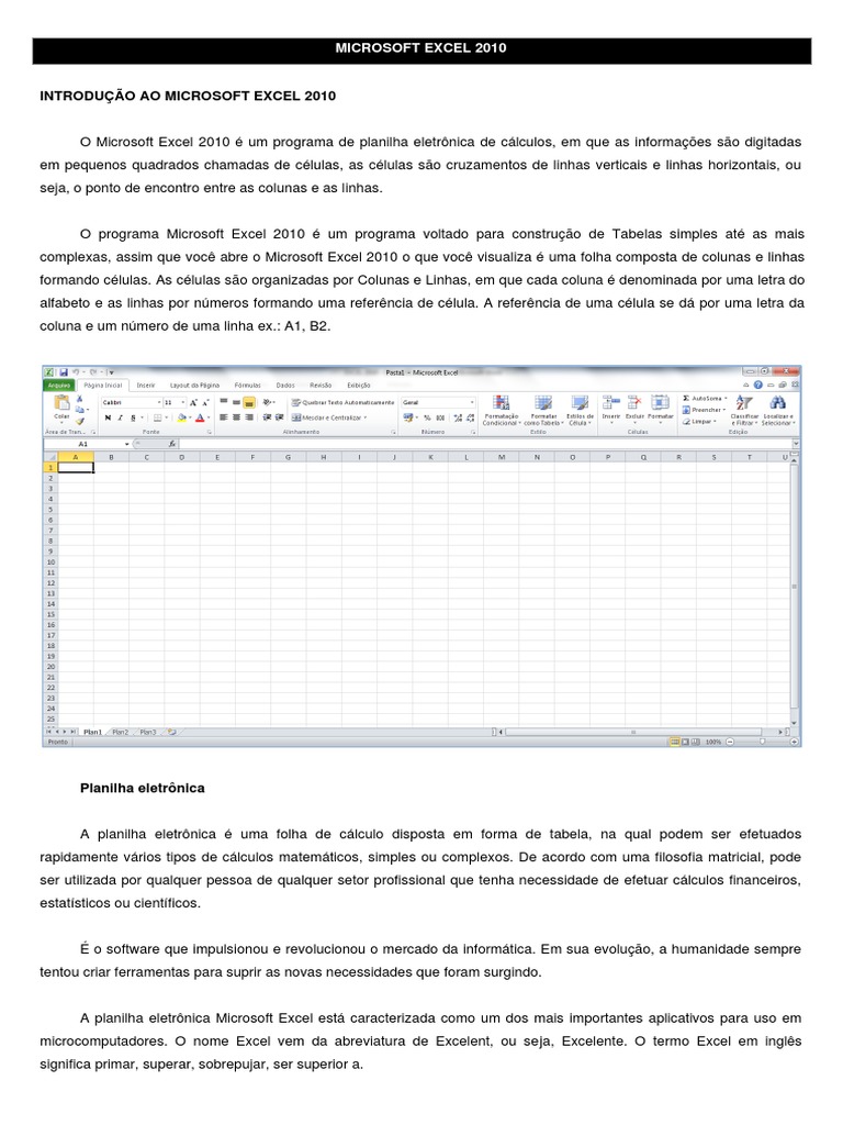 Apostila Excel 2010 | PDF | Microsoft Excel | Planilha