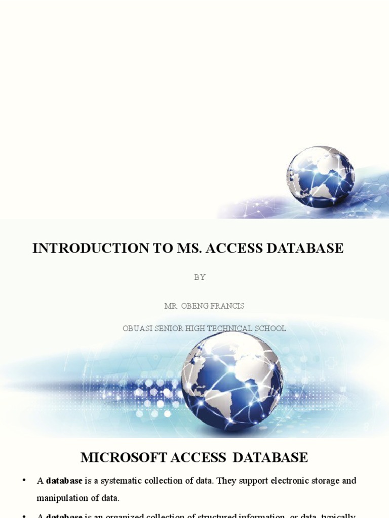 Introduction To Ms Access Database | PDF | Databases | Microsoft Access