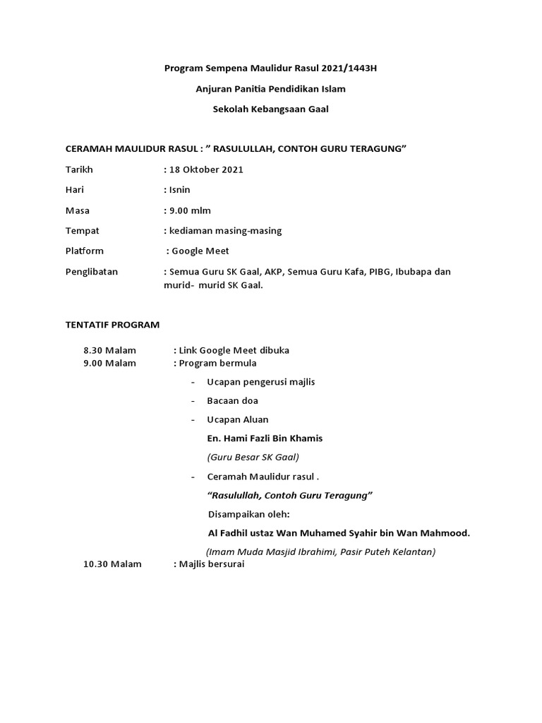 Tentatif Ceramah Maulid | PDF