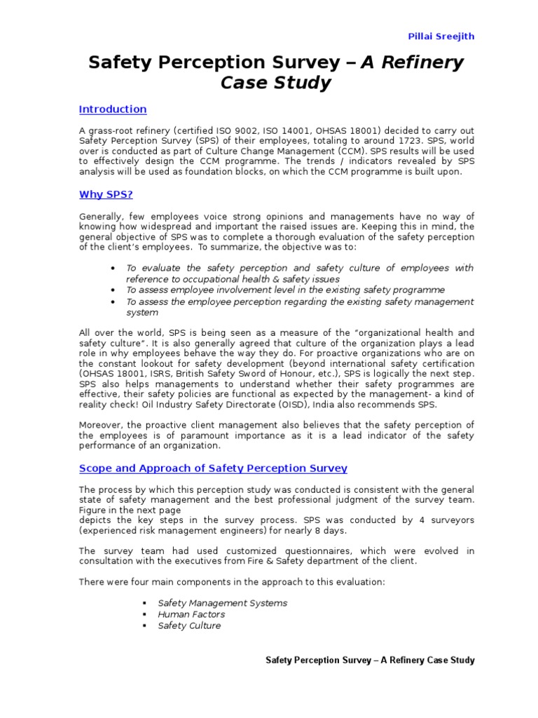 SafetyPerceptionSurvey-A Case Study | PDF | Survey Methodology | Safety