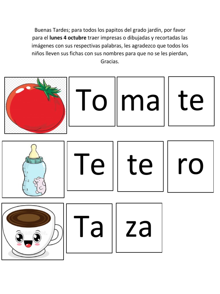 Palabras de Las Letras M P S T L | PDF