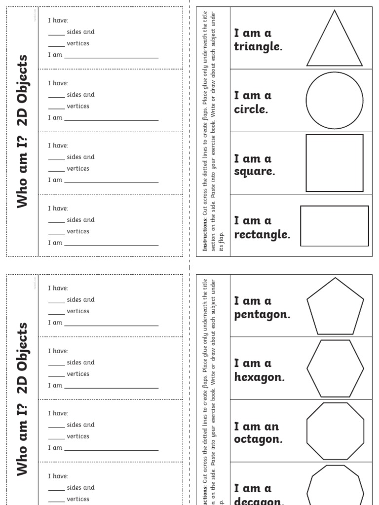 Who Am I 2D Objects Flipbook With Shapes | PDF | Shape | Elementary ...