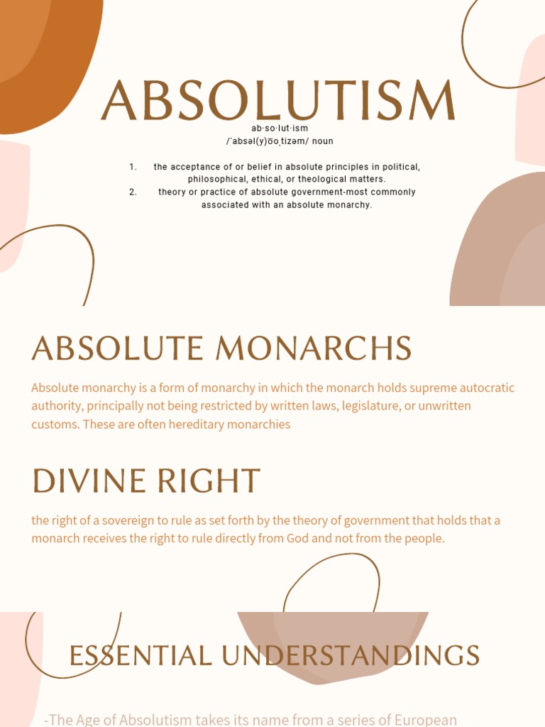 ABSOLUTISM | PDF | Absolute Monarchy | Monarchy