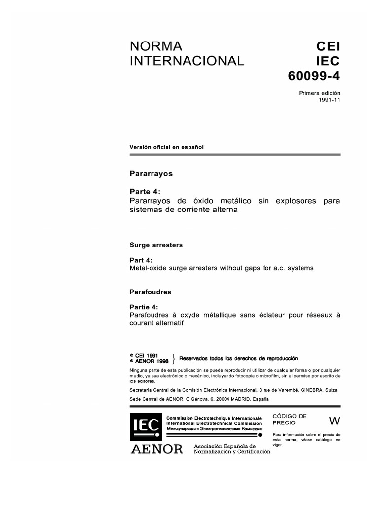 IEC 60099-4-Pararrayos - Oxido - Metalico-Espanol PDF | PDF