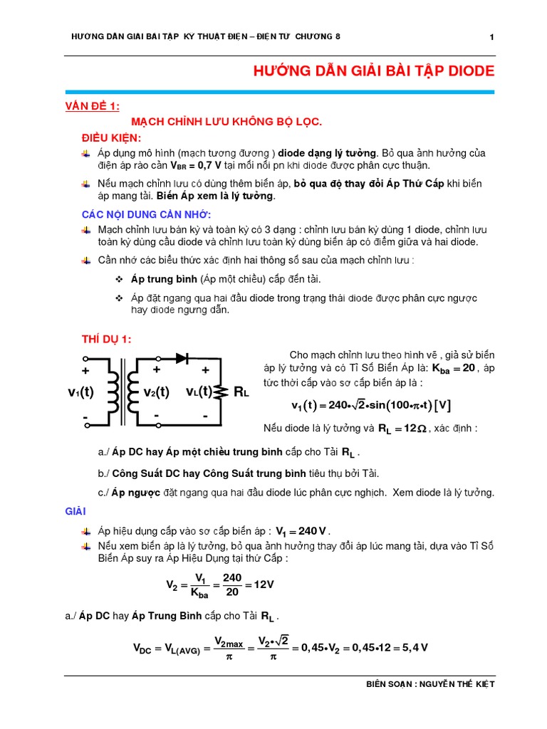 HD Giai Bai Tap Diode | PDF