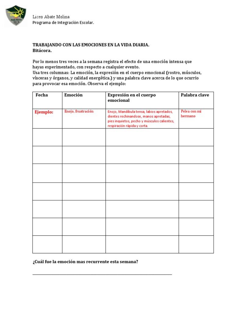 Bitácora de Emociones | PDF