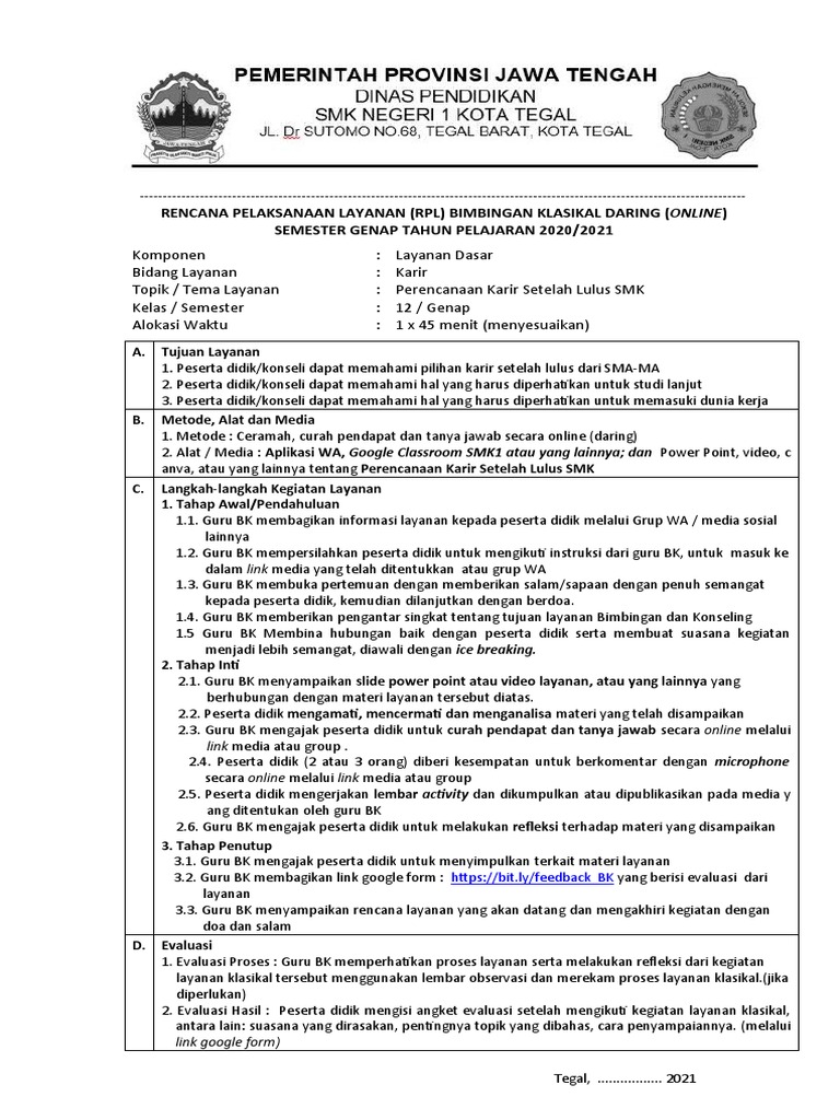 RPL Dan Materi BK - Perencanaan Karir Setelah Lulus SMK | PDF