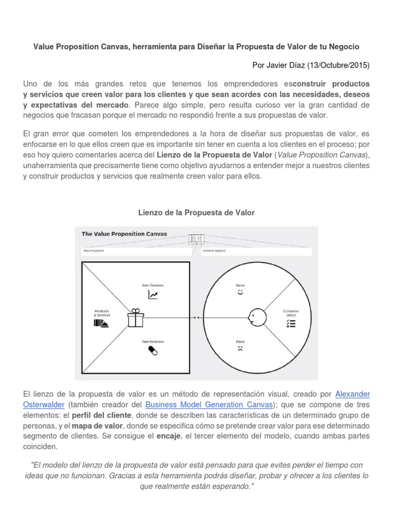 Value Proposition Canvas-Propuestas de Valor | PDF | Cliente