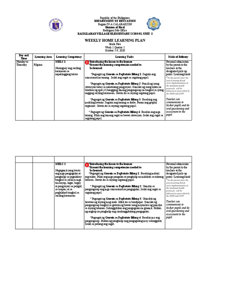 WHLP Filipino Week1 | PDF