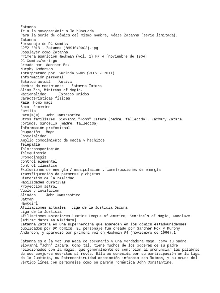 Zatanna | PDF | DC comics | Cómics