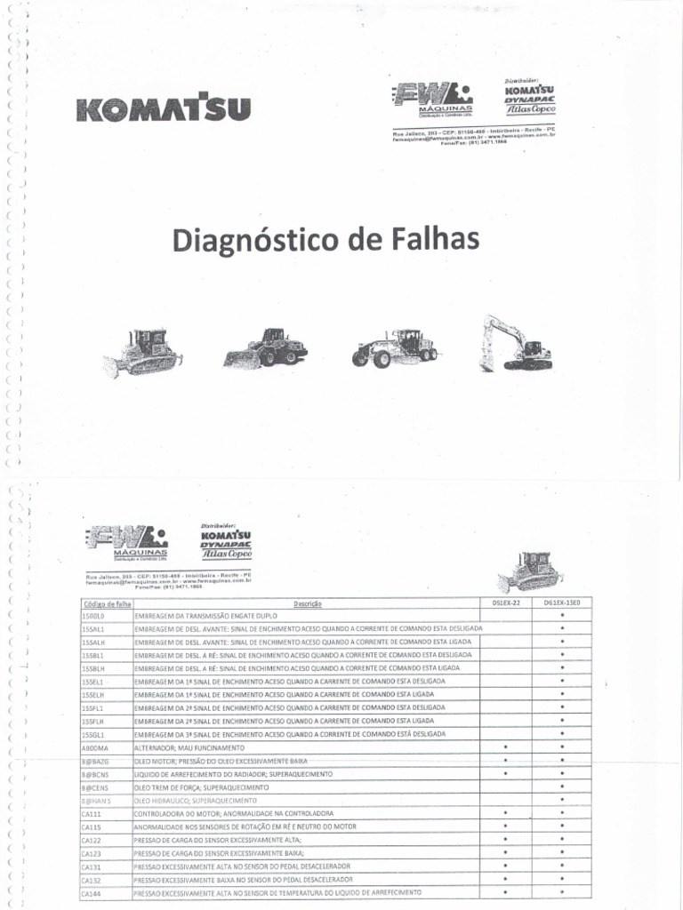 Códigos de Falha Tratores KOMATSU | PDF
