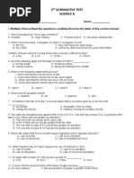 G8 Science 1st Quarter Summative Exam | PDF | Force | Light
