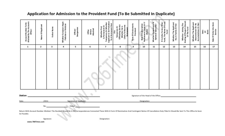 Application For Admission To The General Provident Fund GP Fund | PDF ...