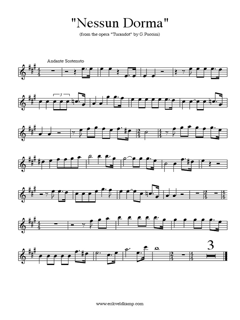 Puccini - Nessun Dorma | PDF