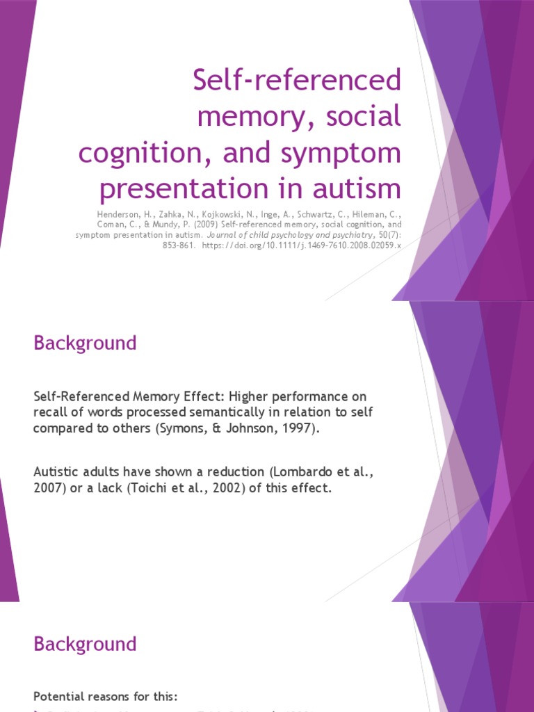 Self-Referential Memory in Autism | PDF | Autism Spectrum | Autism