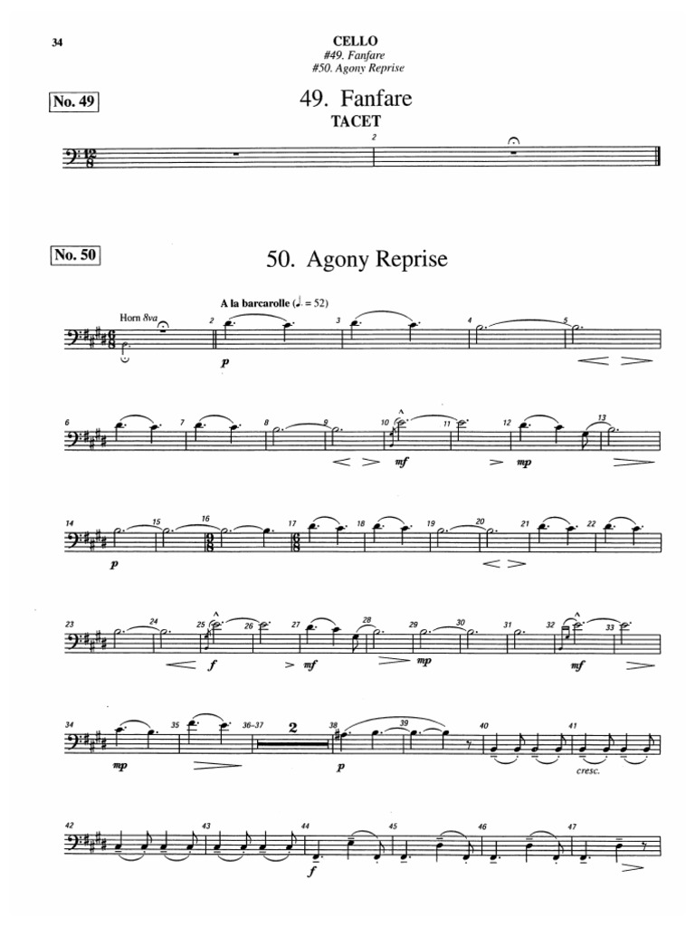 Agony Reprise - Cello | PDF