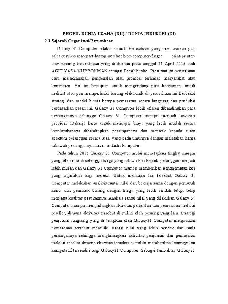 Profil Dunia Usaha | PDF