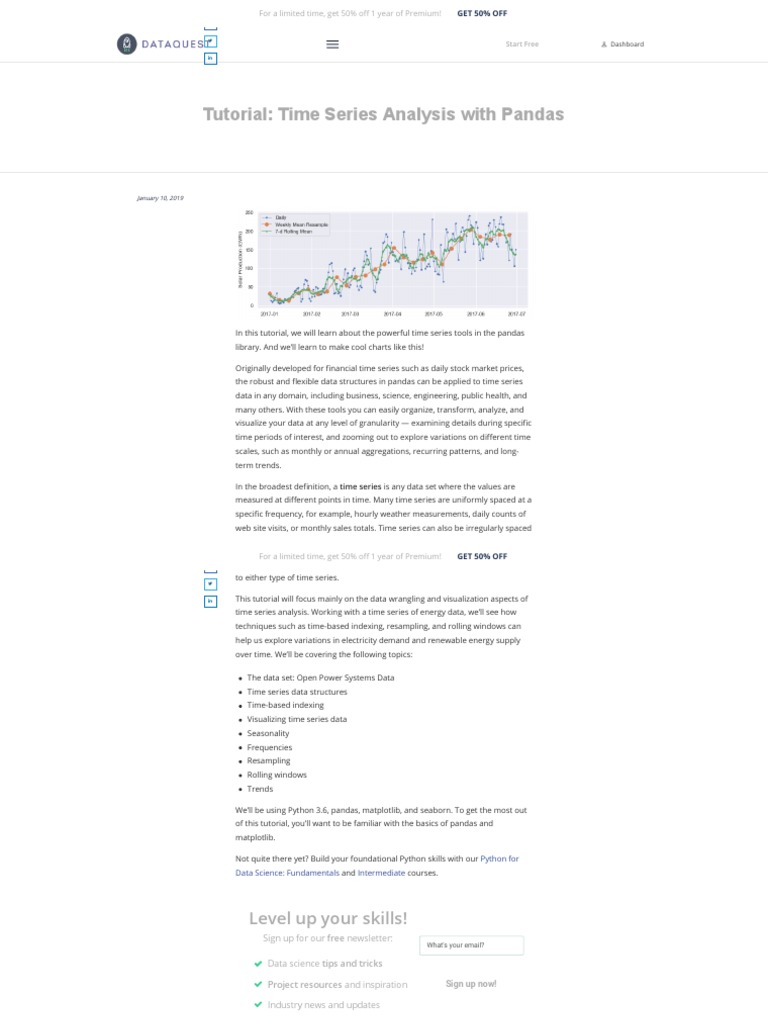 Tutorial - Time Series Analysis With Pandas - Dataquest | PDF | Seasonality | Time Series