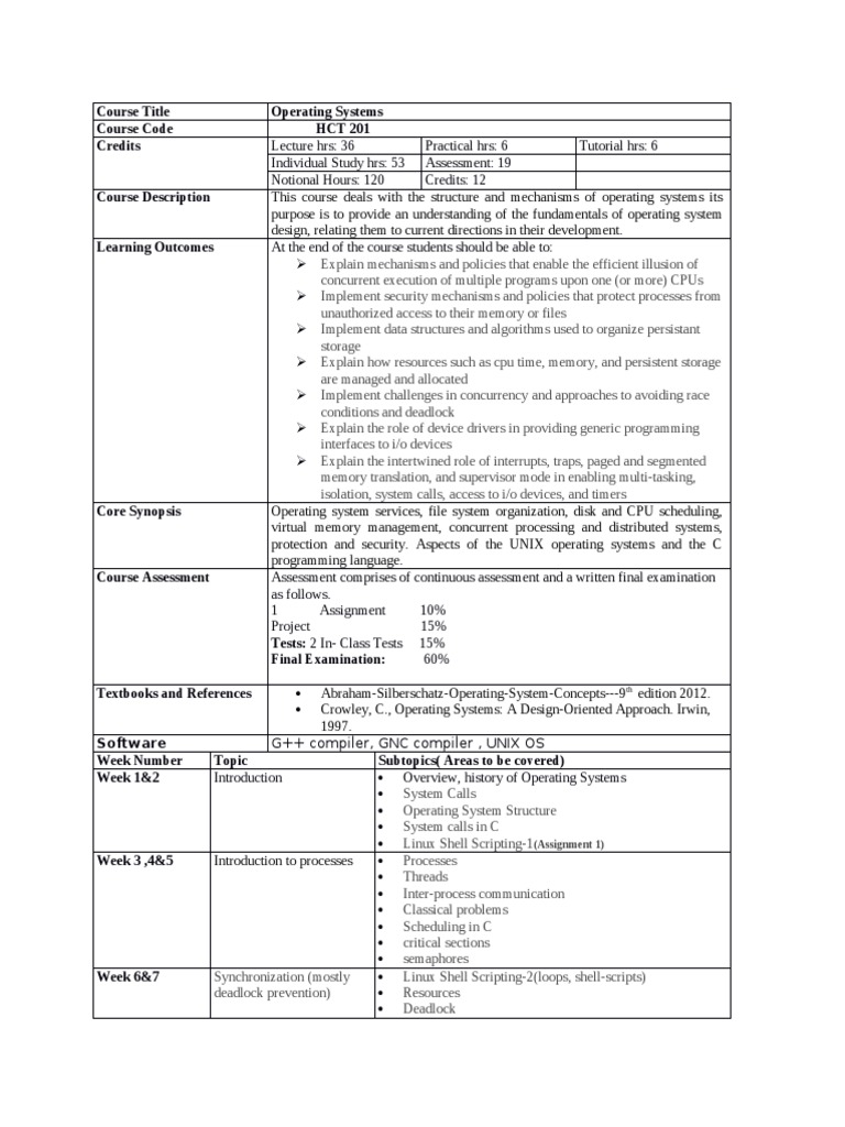 Course Outline OS | PDF | Operating System | Process (Computing)