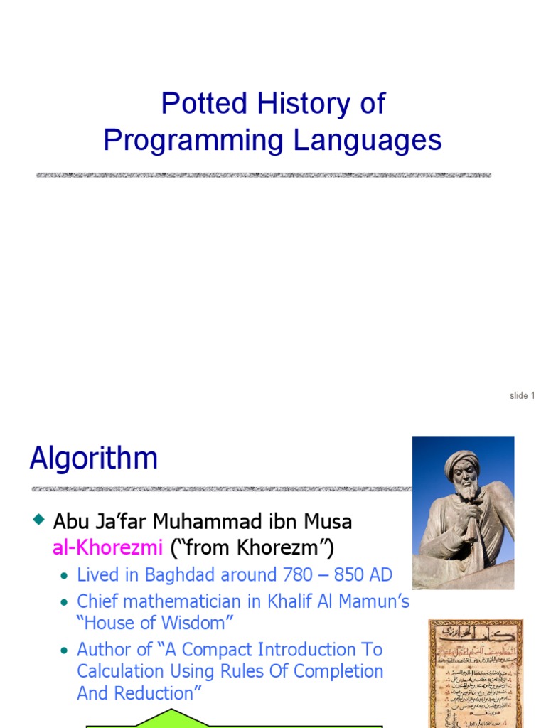 Potted History of Programming Languages: Slide 1 | PDF | C++ | Subroutine