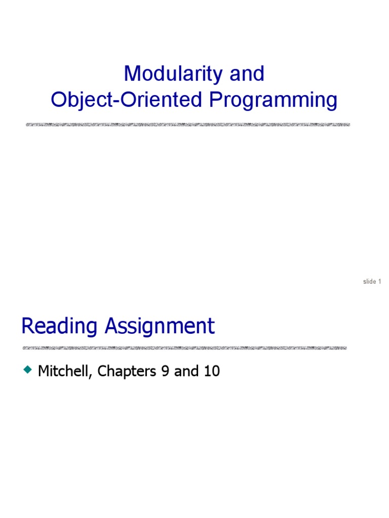 Modularity And Object Oriented Programming Slide 1 Pdf C Method Computer Programming