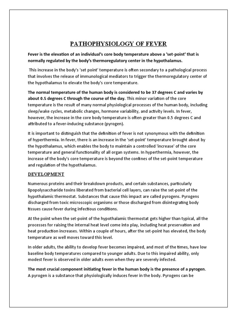 Pathophysiology of Fever | PDF | Fever | Medical Specialties