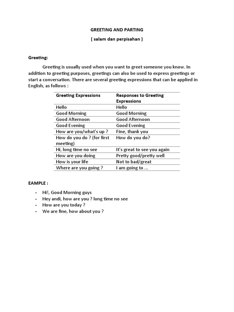 Greeting and Parting (Salam Dan Perpisahan) | PDF | Human Communication
