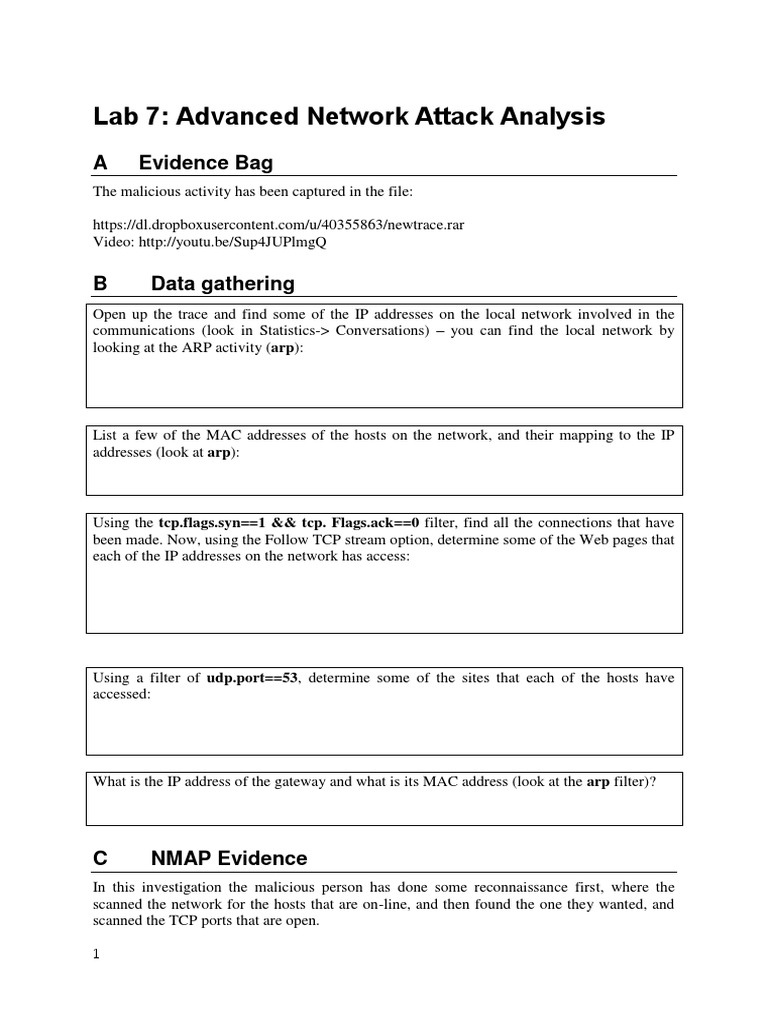Lab 7: Advanced Network Attack Analysis: A Evidence Bag | PDF | File ...