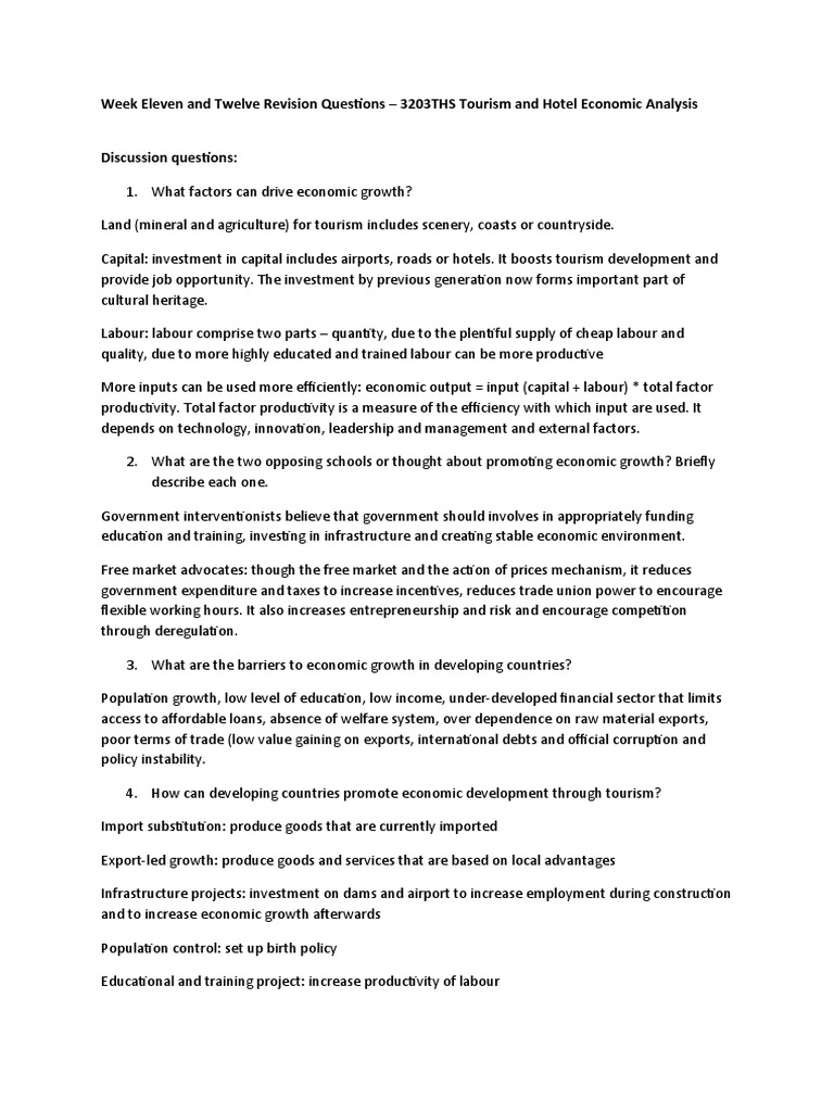 Week 12 Revision Questions | PDF | Labour Economics | Economic Growth