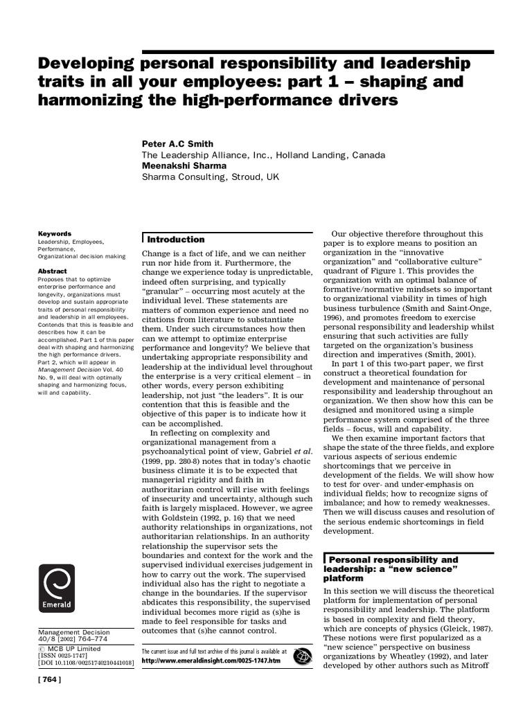 Developing Personal Responsibility and Leadership Traits in All Your ...