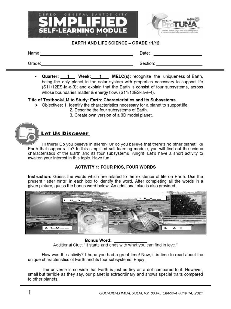 QAed-SSLM EALS Q1 WK1 LAYOG-RTP-1 | PDF | Atmosphere | Earth