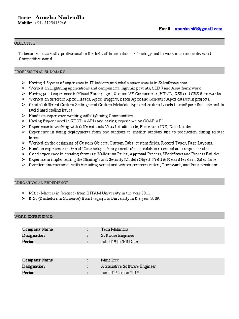 Salesforce Developer Resume | PDF | Software Development | Computing
