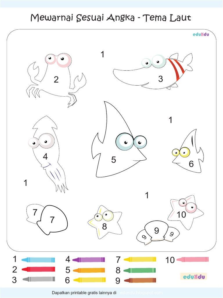 Warnai Sesuai Angka Printable Gratis Edundu | PDF