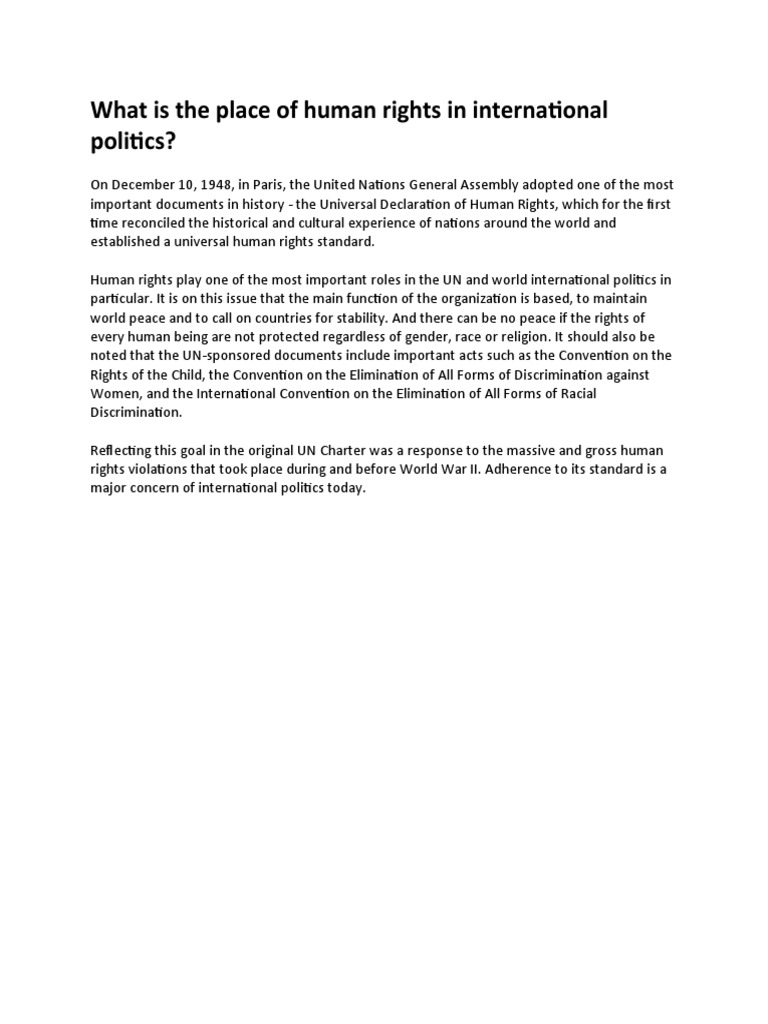 What Is The Place of Human Rights in International Politics | PDF