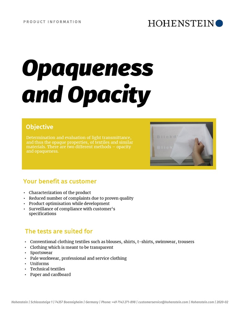 Factsheet Opaqueness and Opacity en | PDF | Color | Clothing