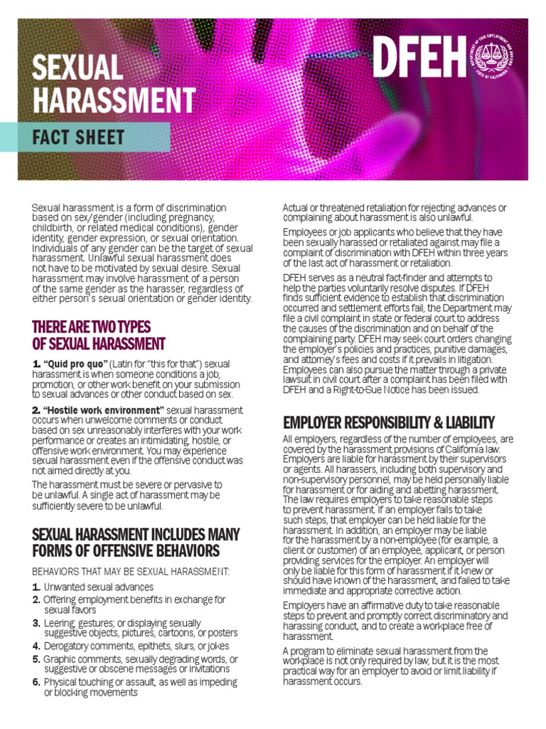 Sexual Harassment Brochure | PDF | Sexual Harassment | Legal Liability