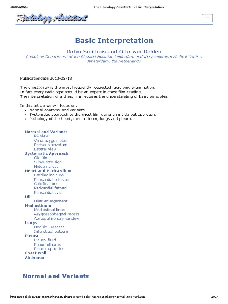 The Radiology Assistant - Basic Interpretation | PDF | Heart | Heart Valve