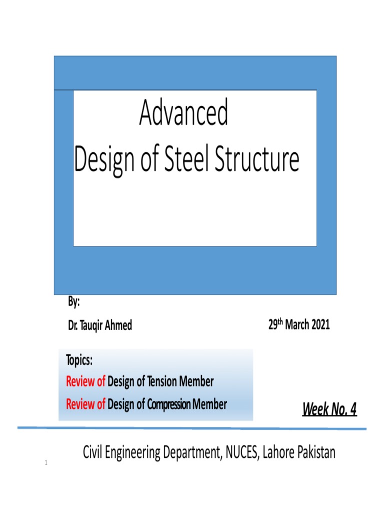 Advanced Design of Steel Structure: Civil Engineering Department, NUCES ...