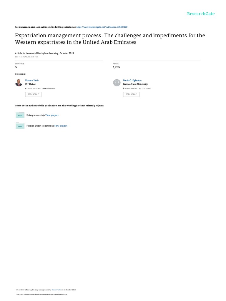 Tahir & Egleston, 2019-Expatriation Management Process | PDF | United ...