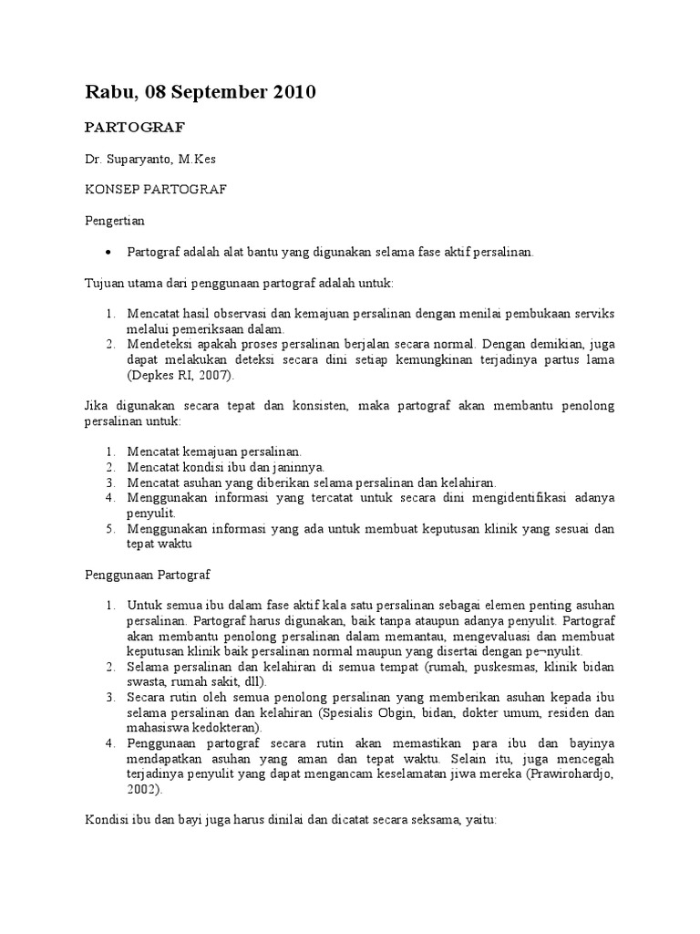 Panduan Pengisian Partograf Persalinan | PDF