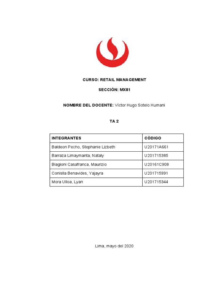 TA2 - Retail Doc Ejemplo | PDF | Calidad (comercial) | Marca