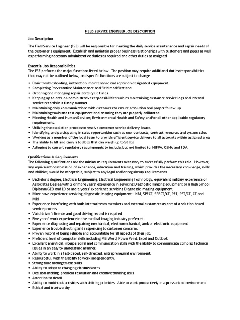Field Service Engineer | PDF | Medical Imaging | Positron Emission ...
