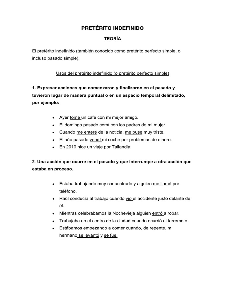 Ejercicios Preterito Indefinido Pdf – GTYDB
