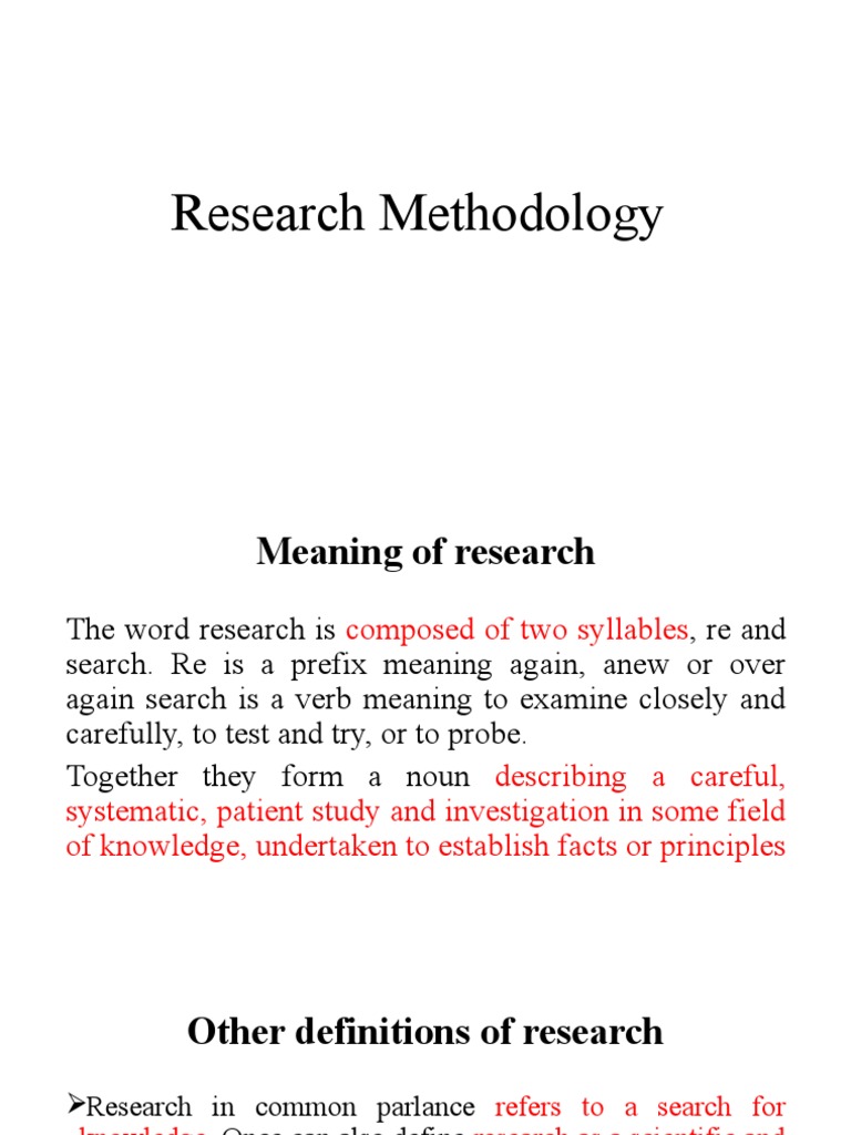 Research Methodology Definition | PDF | Scientific Method ...